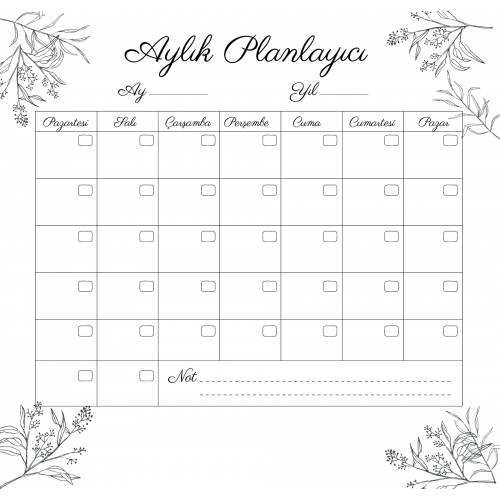 Sihirli Kağıt Aylık Takvim Planlayıcı Model-2 46x48cm